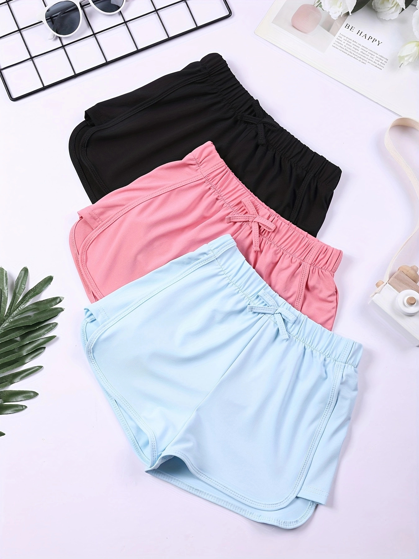 girls summer shorts casual simple loose plain color casual - Temu Australia