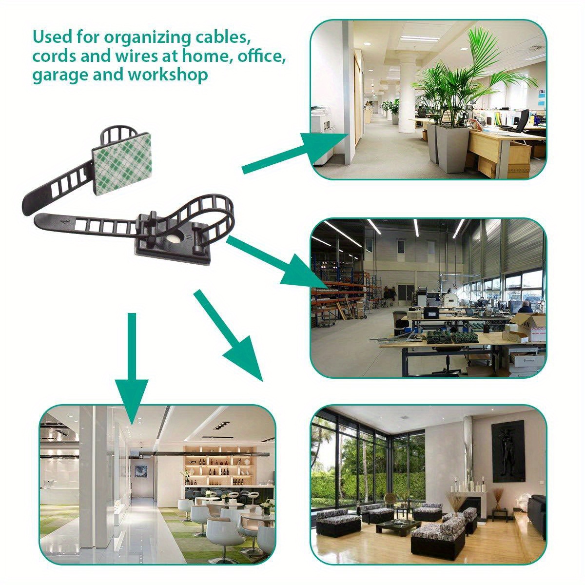 Cable Ties Zip Desk Wire Organizer Ties Adhesive Cord Clips - Temu