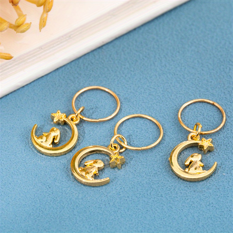 alloy moon shape braid hair beads diy dreadlock hair ring - Temu Australia