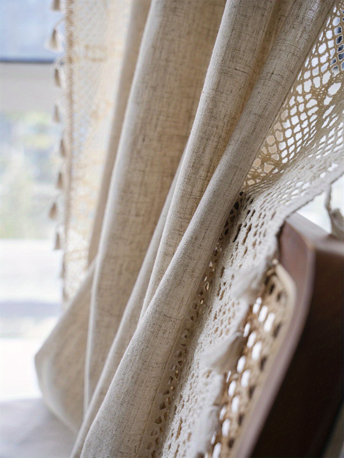 American Farmhouse Style Bohemian Linen Geometric Curtain - Temu