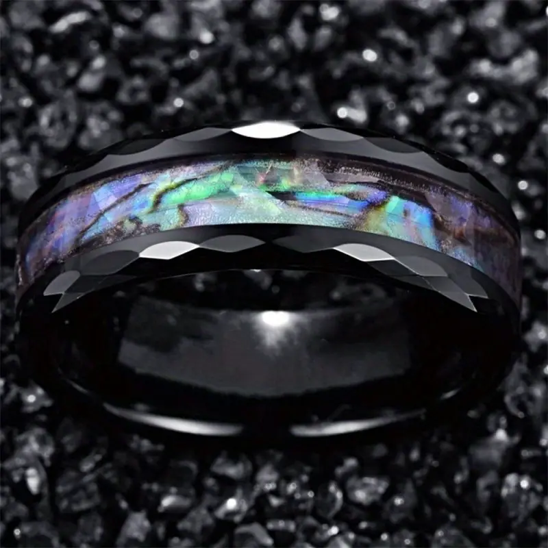 Stainless Steel Ring Inlay Abalone Shell Unisex Wedding - Temu Canada Stainless Steel Ring Inlay Abalone Shell Unisex Wedding - Temu Canada