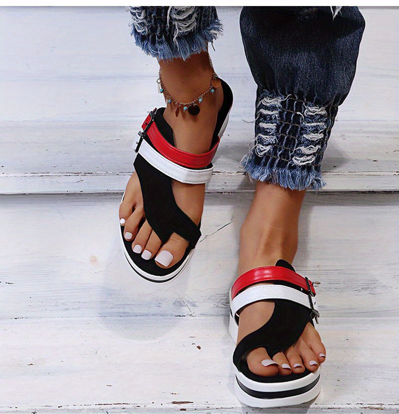 women's toe loop flat slides sandals open toe ankle strap - Temu United ...