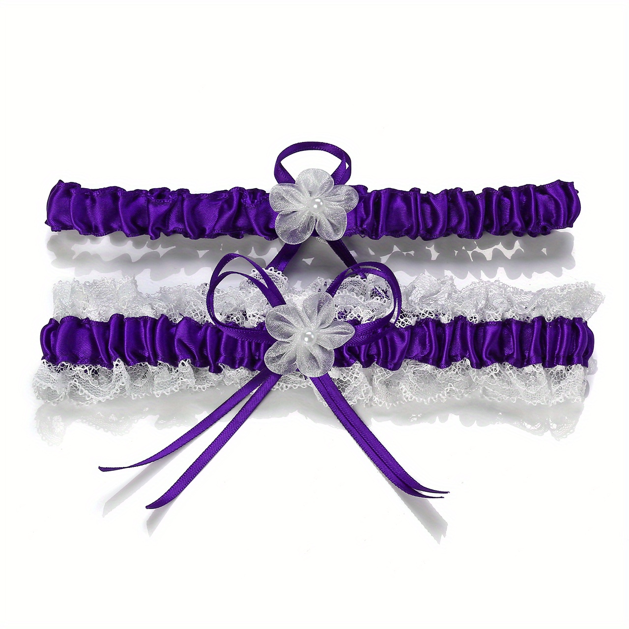 Satin Lace Bridal Garter Ribbon Bowknot Legs Band Elastic - Temu Australia