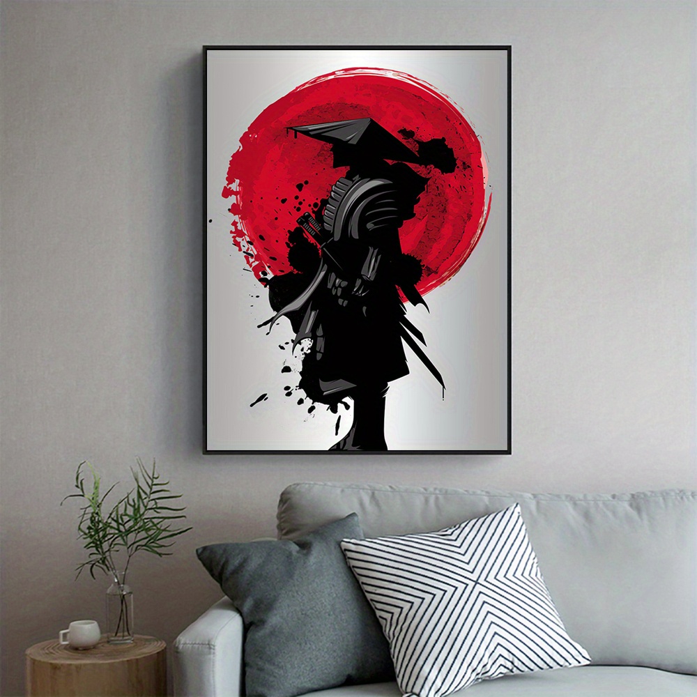 1pcの日本の侍のキャンバ 壁アート、キャンバスに描かれた日本のスタイルの絵画、侍のポスター、太陽の レーション壁画、バスルーム、ベッドルーム