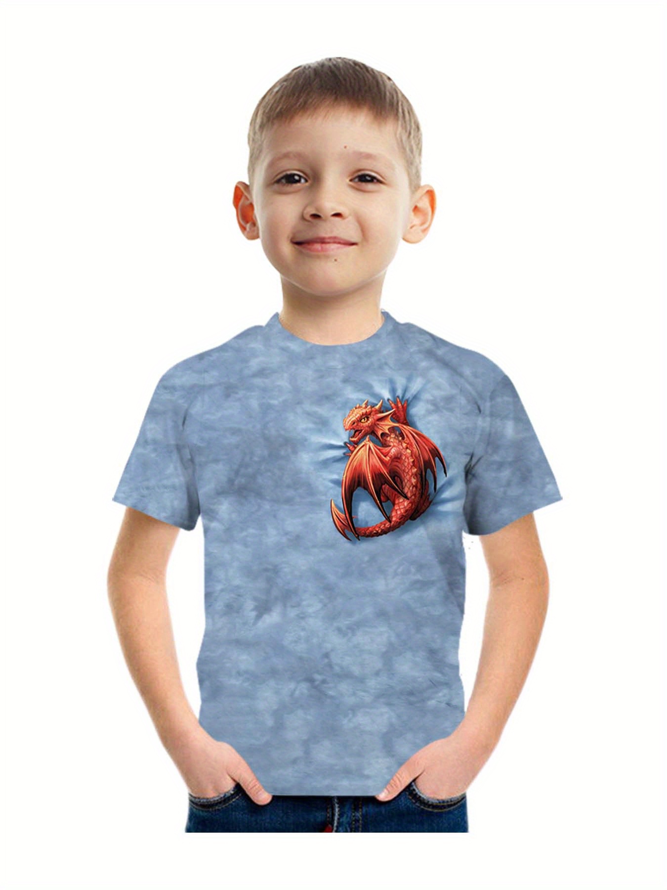 Trendy Dragon 3d Print Boys Creative T shirt Casual - Temu New Zealand