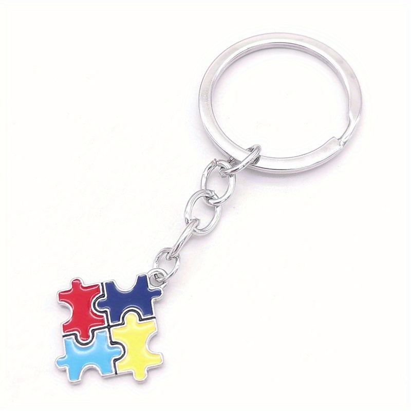 1pc Color Puzzle Heart Shaped Keychain Small Creative Gift For Kids ...