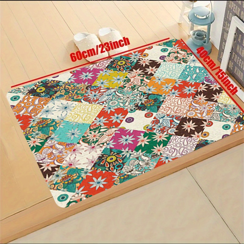 1pc Boho Moroccan Kitchen Rug Anti Slip Cushioned Absorbent Memory Foam ...