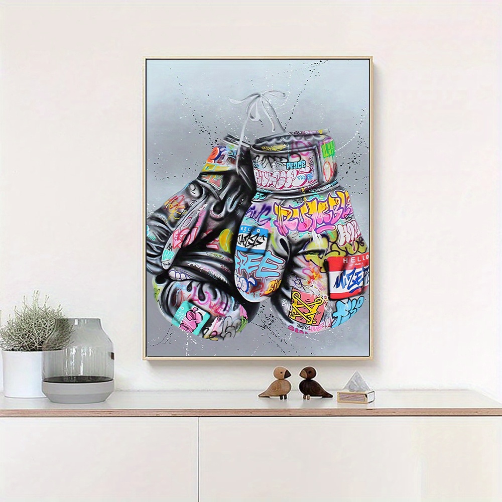 1pc Doodle Boxing Gloves Canvas Painting Boxing Gloves Art Painting ...