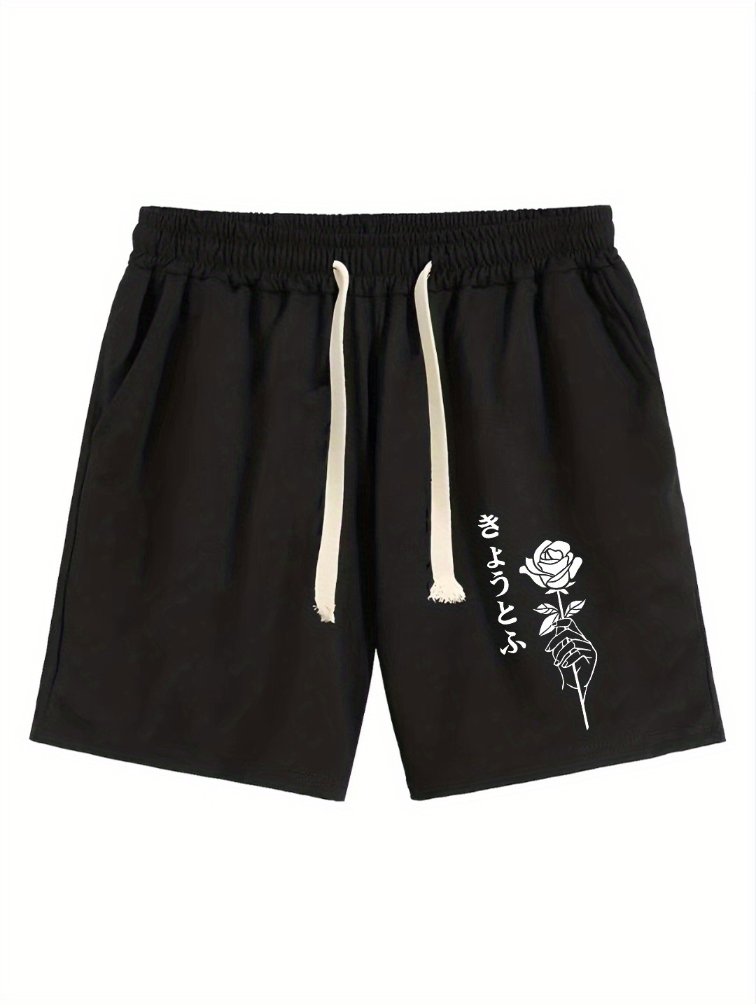 Rose Letter Print Shorts Men's Comfy Loose Drawstring Shorts - Temu New ...