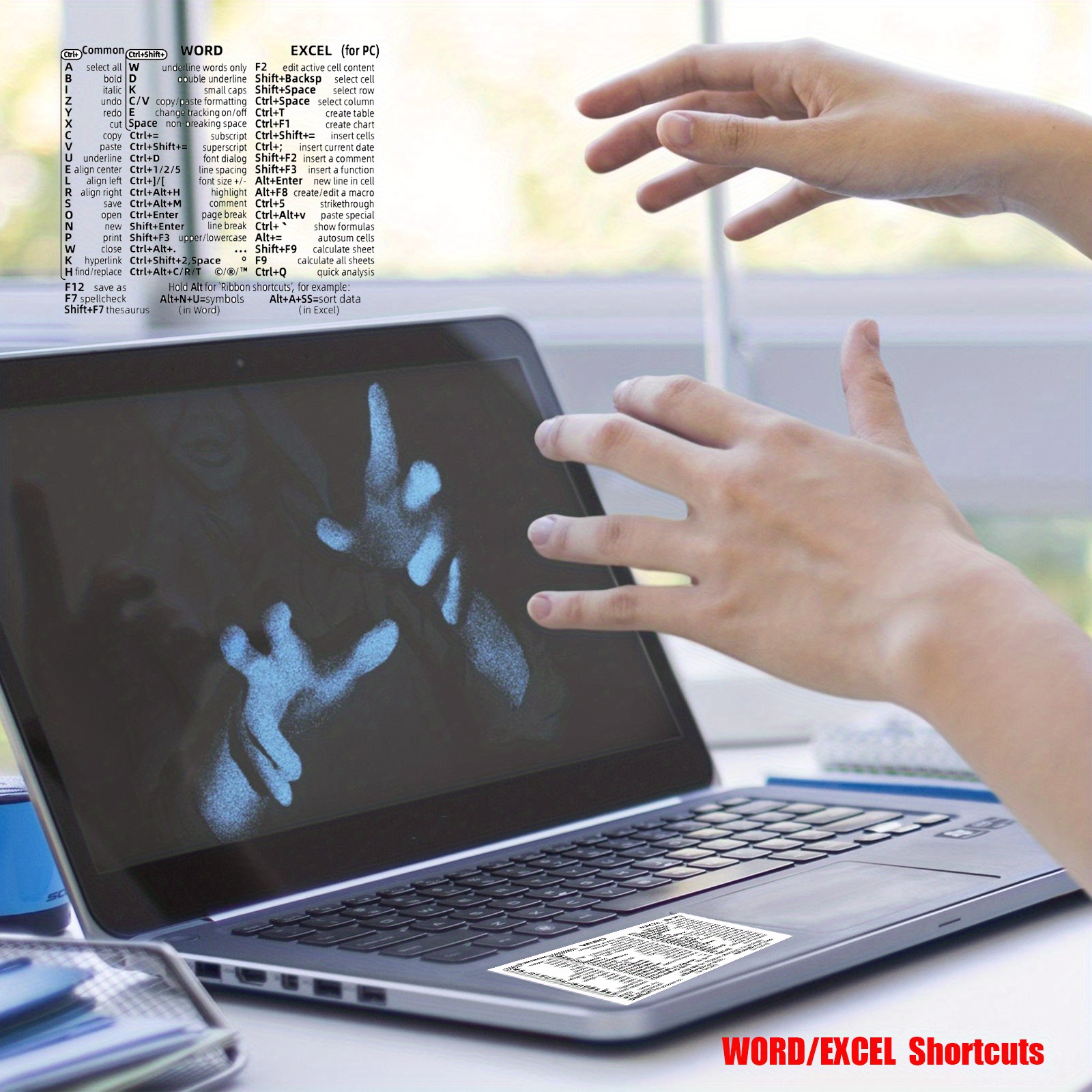 Transparent Pvc Word/excel Shortcut Key Sticker Built in - Temu