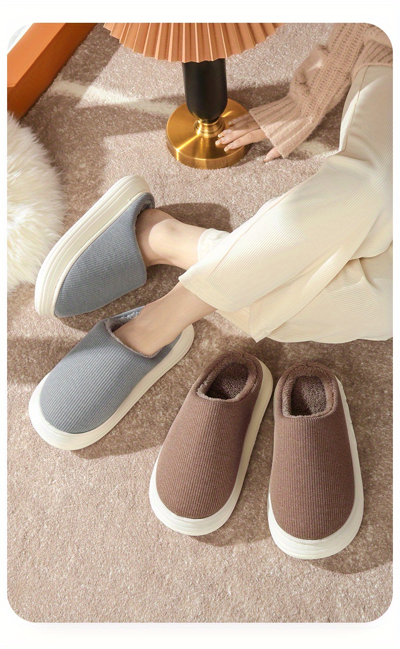 Women's Solid Color Slippers Casual Slip Plush Lined - Temu Netherlands