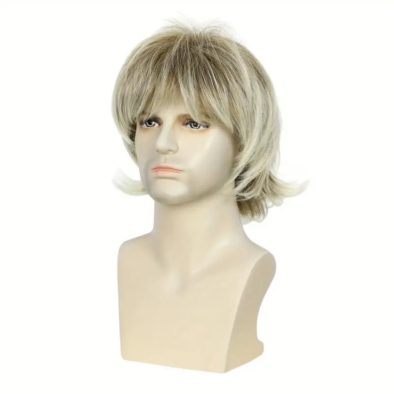 Mullet Wigs Brown Mixed Blonde Short Curly Hair Wigs Men Temu New Zealand