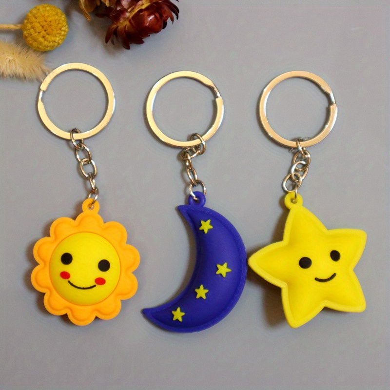 Creative Smiling Face Sun Moon Star Key Chain Pvc Soft - Temu United ...