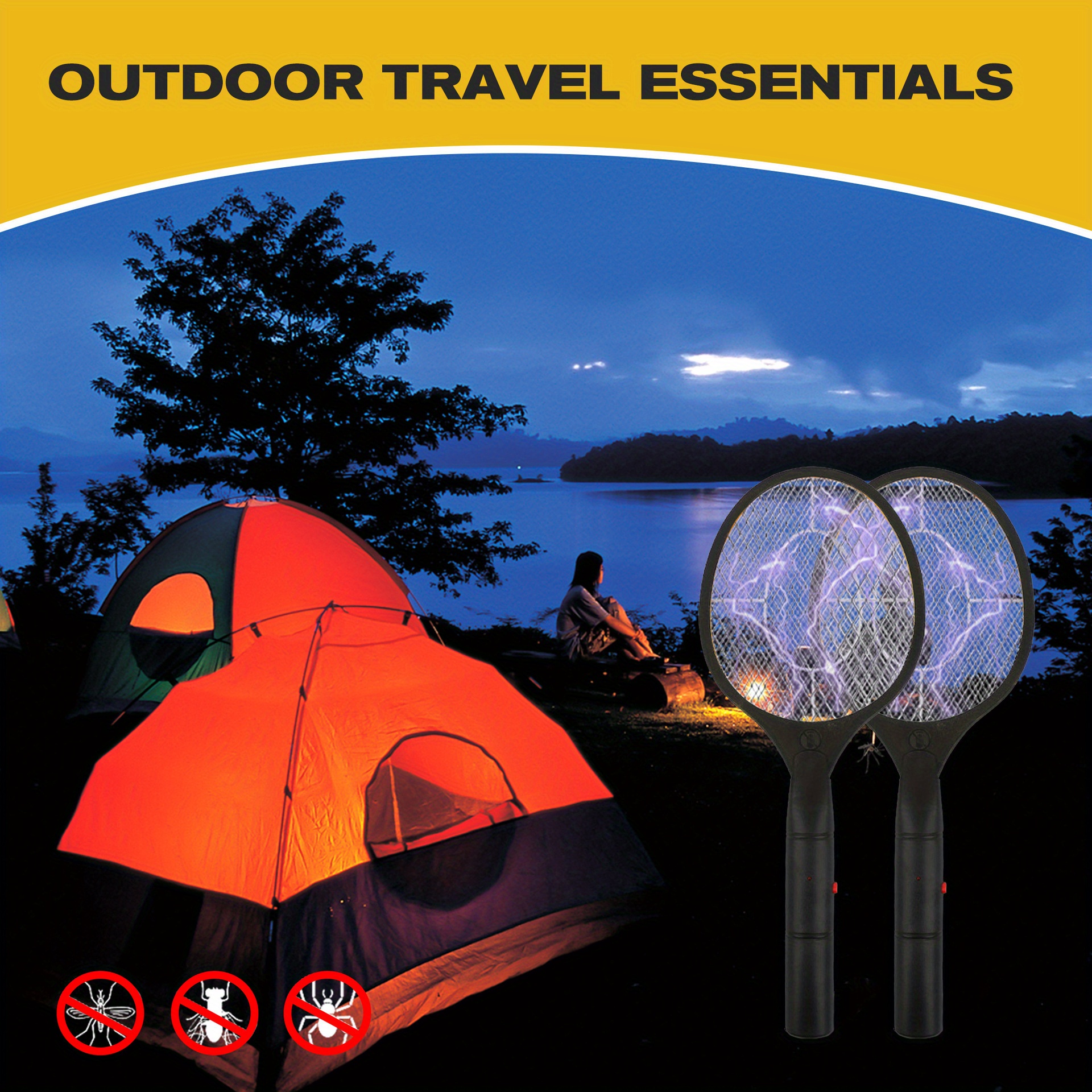 1pc Battery Operated Mosquito Killer Racket Indoor Outdoor Fly Trap Bug ...