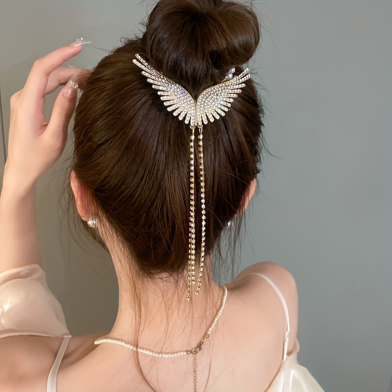 angel wings tassel clips ponytail le hairpin headwear hair accessories ...