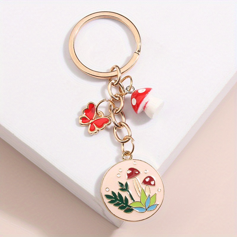 cartoon mushroom keychain cute kawaii metal key - Temu Australia