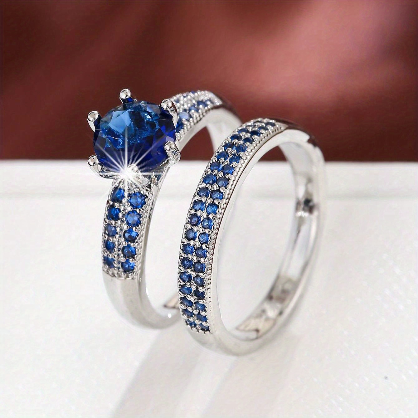 luxury zirconia band ring 2pcs set 18k gold plated - Temu United Kingdom