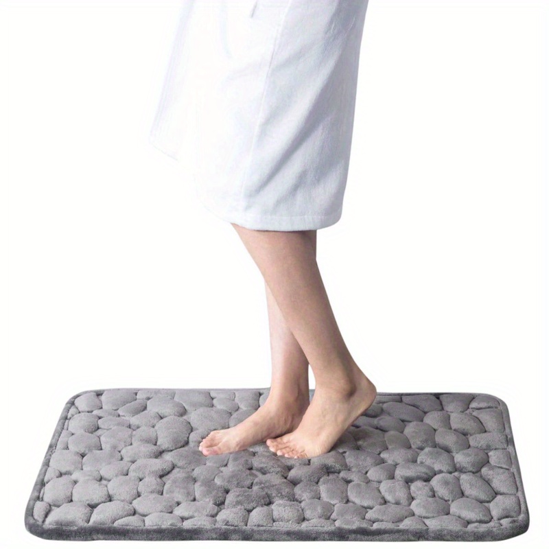 1pc Memory Foam Bath Rug Cobblestone Embossed Bathroom Mat Rapid Water ...