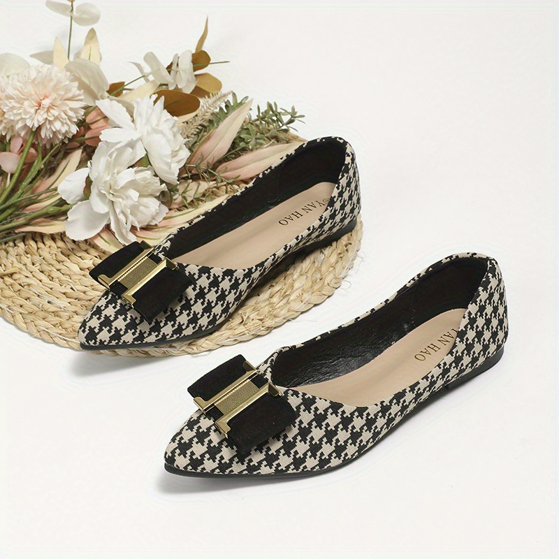 Women's Ballet Flats Bow Decor Pointed Toe Soft - Temu