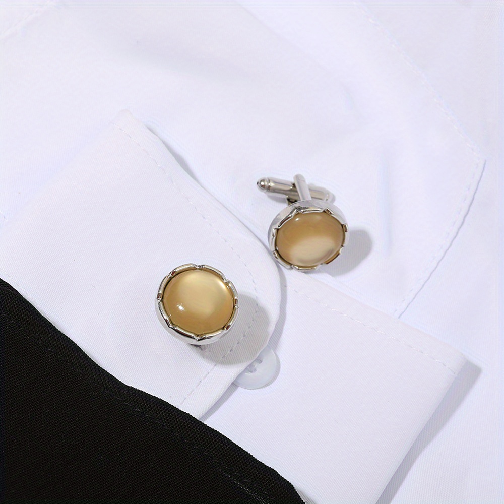Round Faux Pearl Cufflinks Suit Button Cufflinks Sleeves Shirt Studs ...