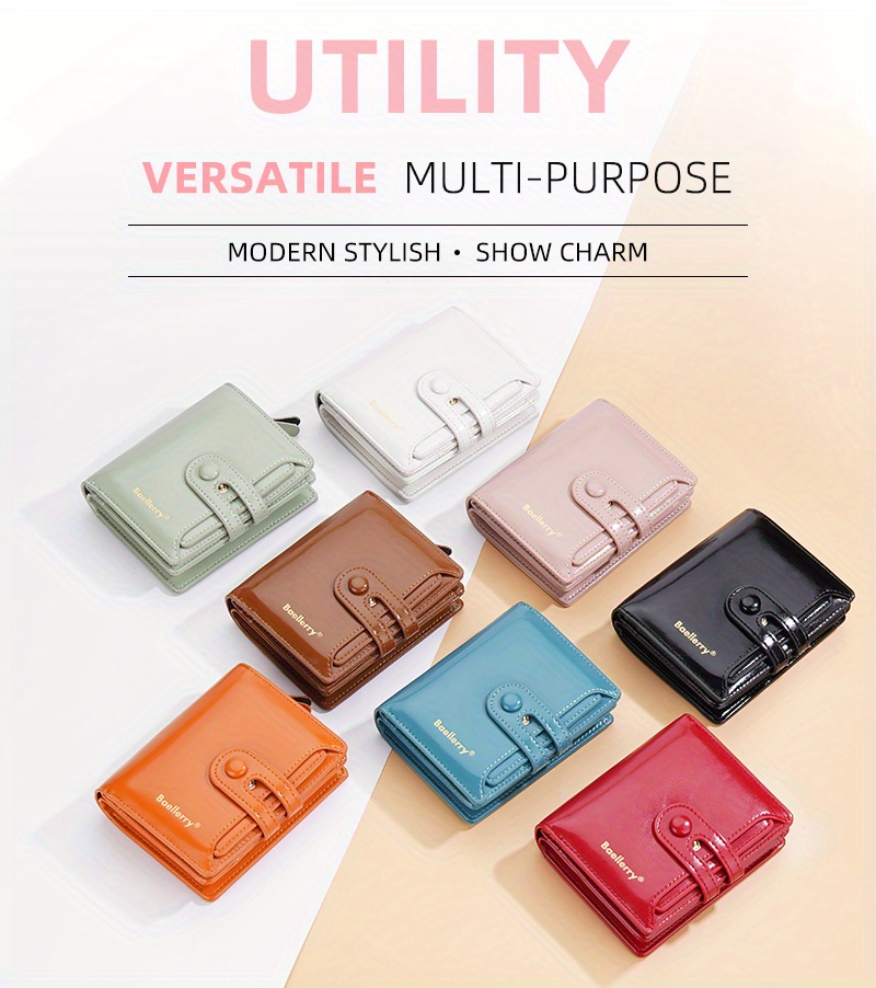 Solid Wallet Simple Casual Pu Leather Credit - Temu United