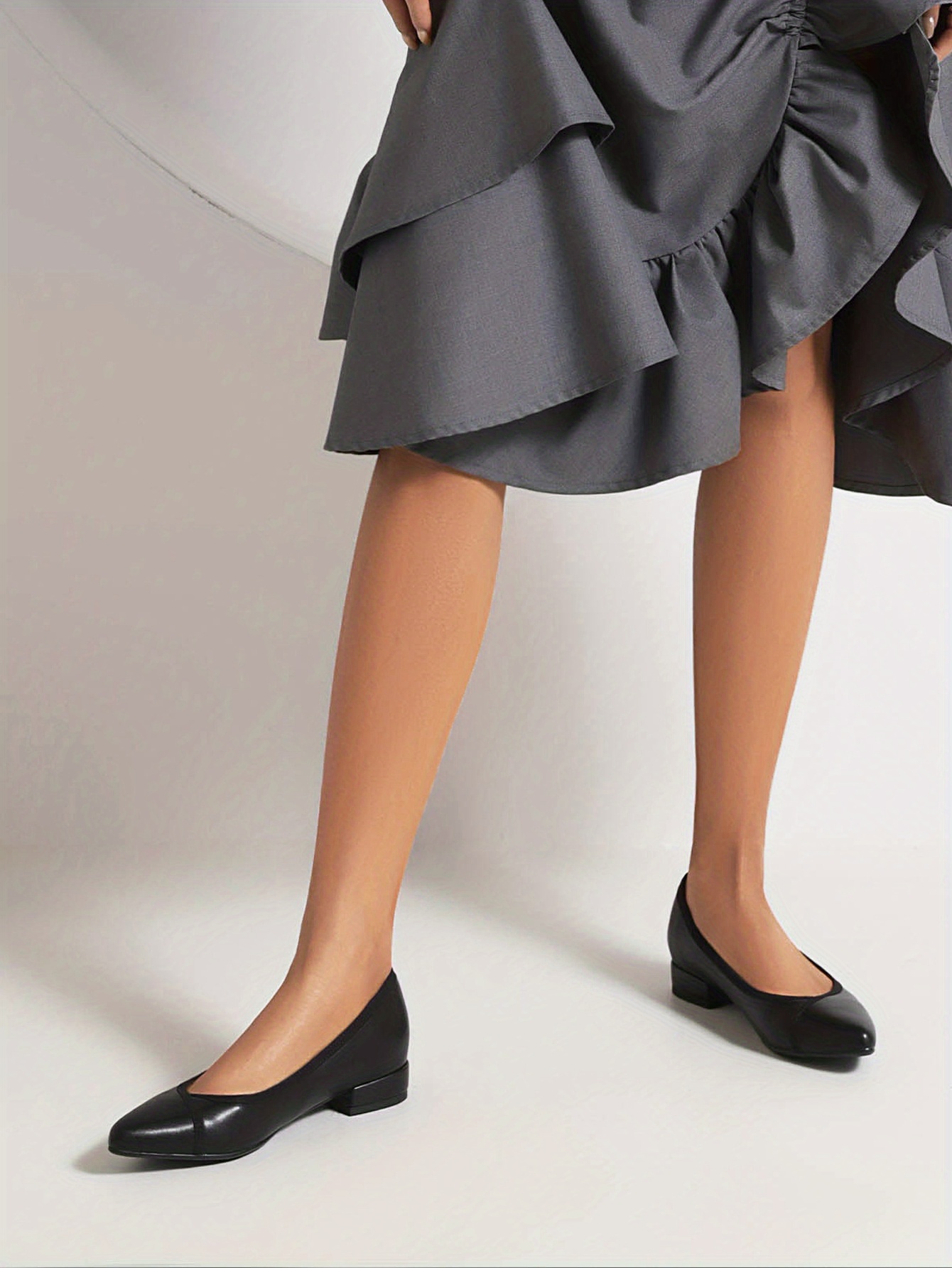 women' color work shoes toe flat shoes - {region_name}