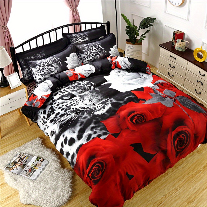 Duvet Cover Set Animal Horse Leopard Print Bedding - Temu Australia