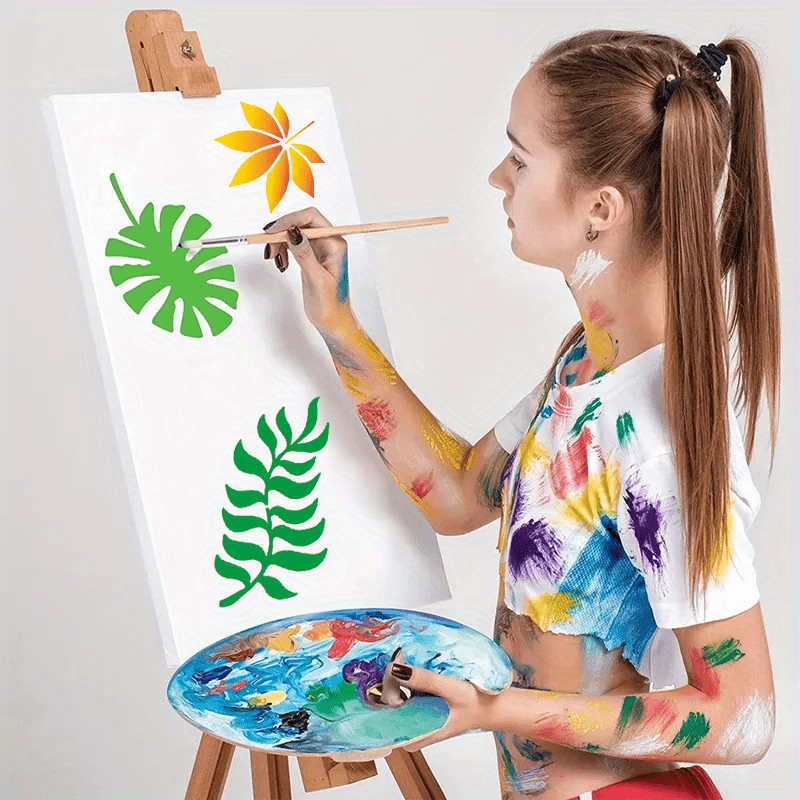 Tropical Leaf Theme Stencils Reusable Palm Fern Leaves - Temu Canada