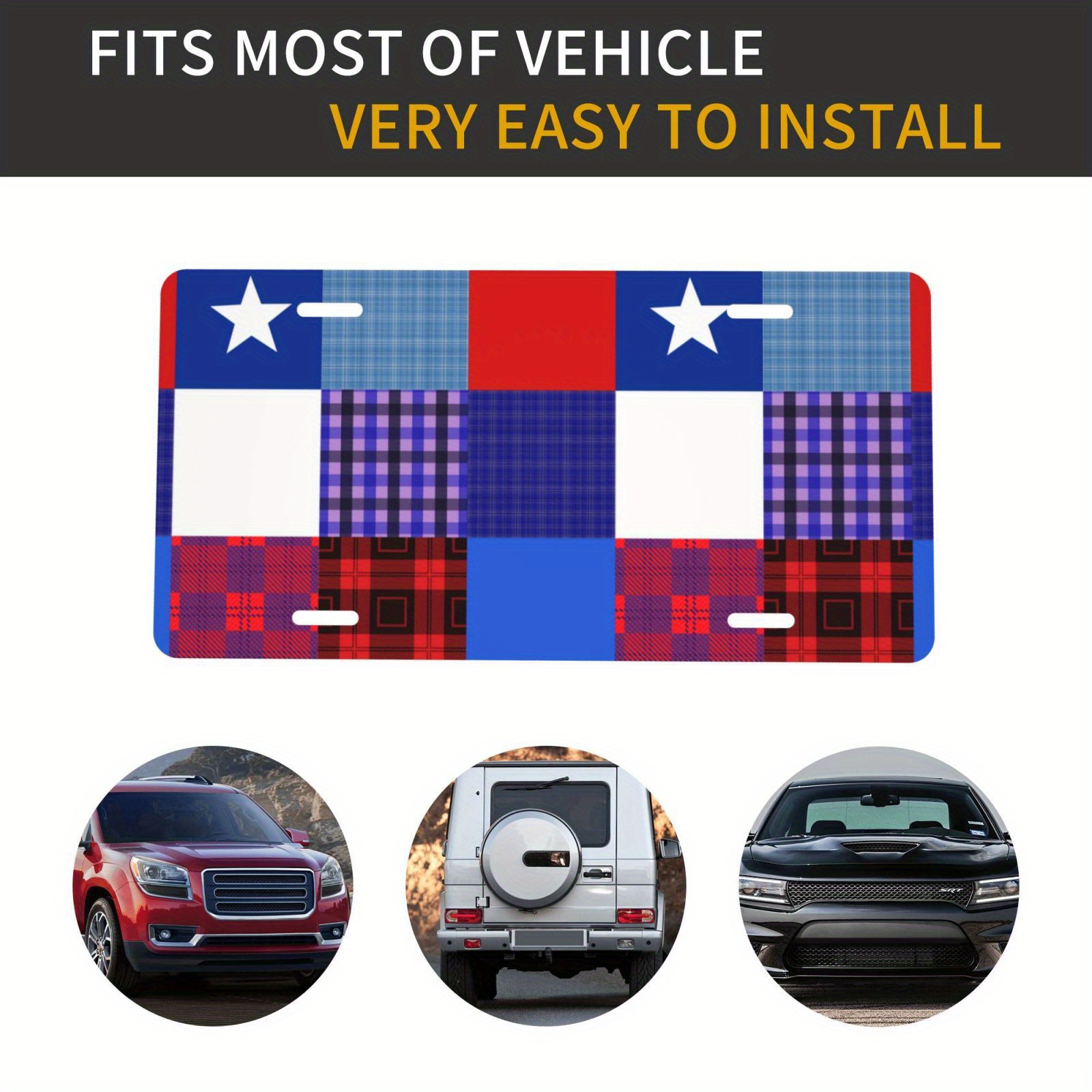 Creative Flag Stitching American Flag Aluminum Metal License Plate Car ...