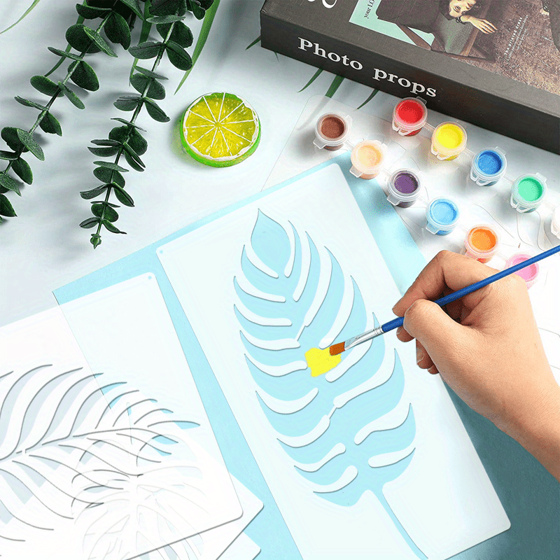 Tropical Leaf Theme Stencils Reusable Palm Fern Leaves - Temu New Zealand