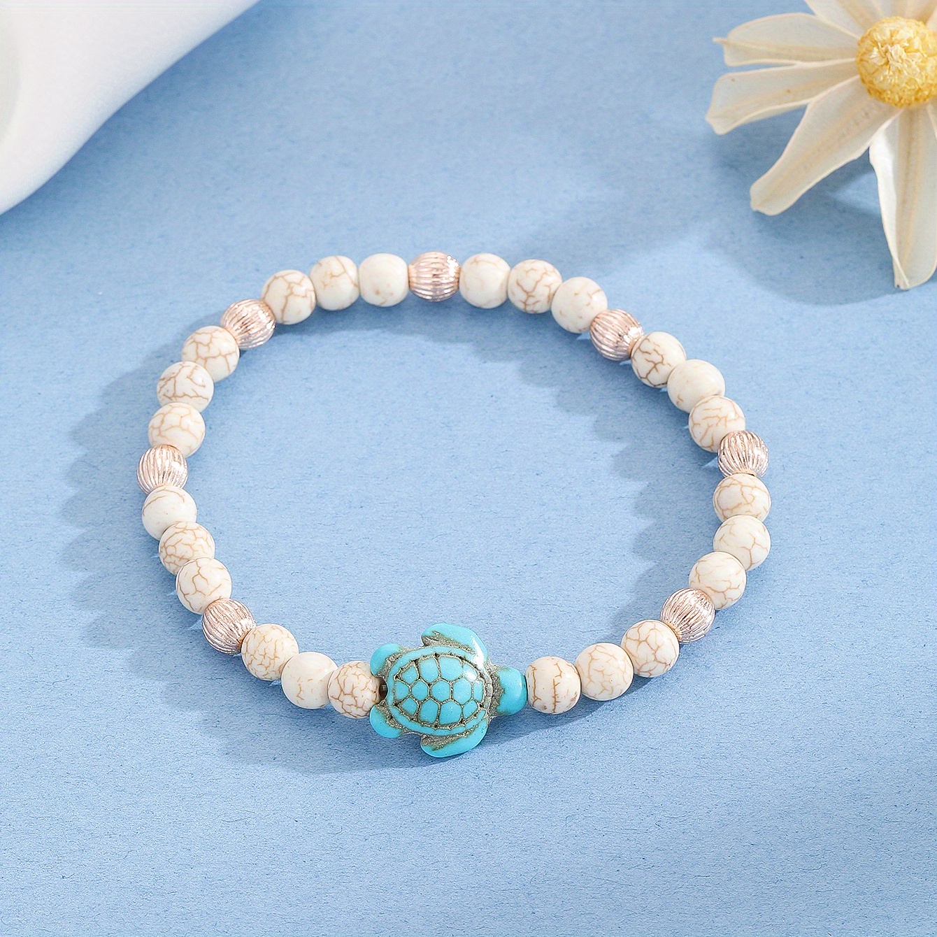 Boho Ocean Style Beaded Anklet Set Turtle Starfish Turquoise - Temu Norway
