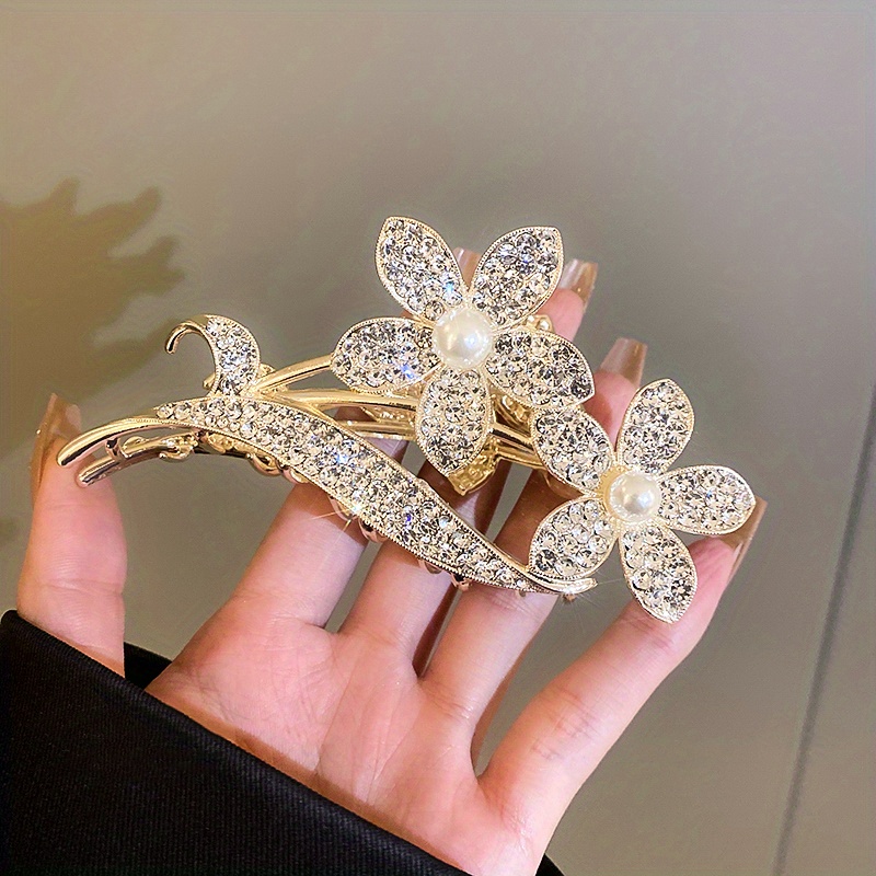 Elegant Rhinestone Faux Hair Claw Ponytail - Temu Norway