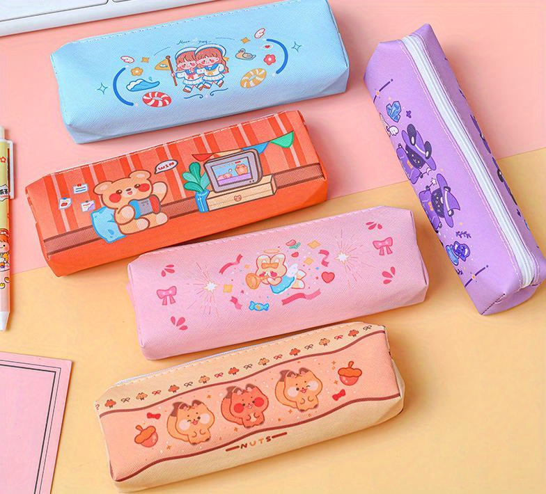 Cartoon Pencil Case Cute Stationery Gift Student Pu - Temu Norway