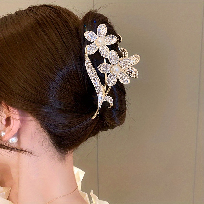 Elegant Rhinestone Faux Hair Claw Ponytail - Temu Norway