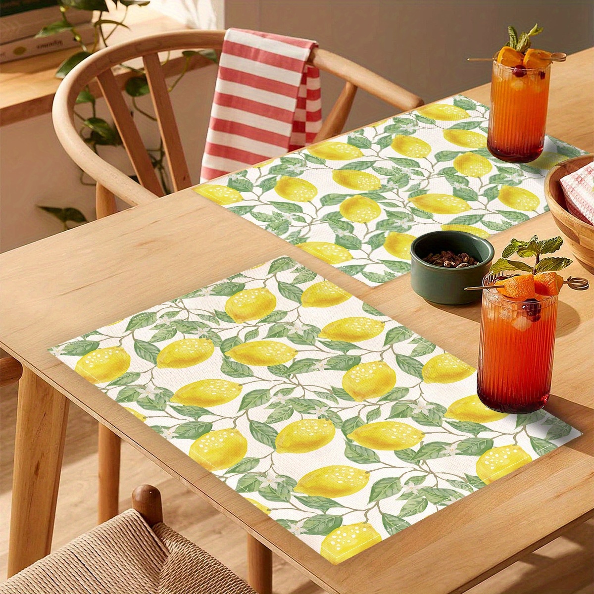 Vintage Lemon Printed Linen Placemat Summer Style Plants - Temu Ireland