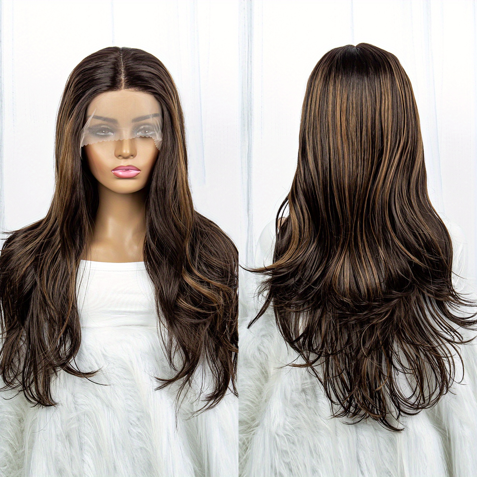 Highlight Color Long Body Wave Hair Wigs 13*4*1 Lace Front - Temu Australia