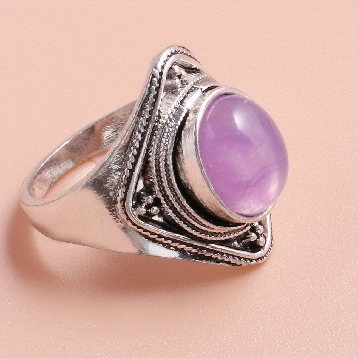 Vintage Ring Inlaid Purple Stone Anniversary Birthday Gift - Temu