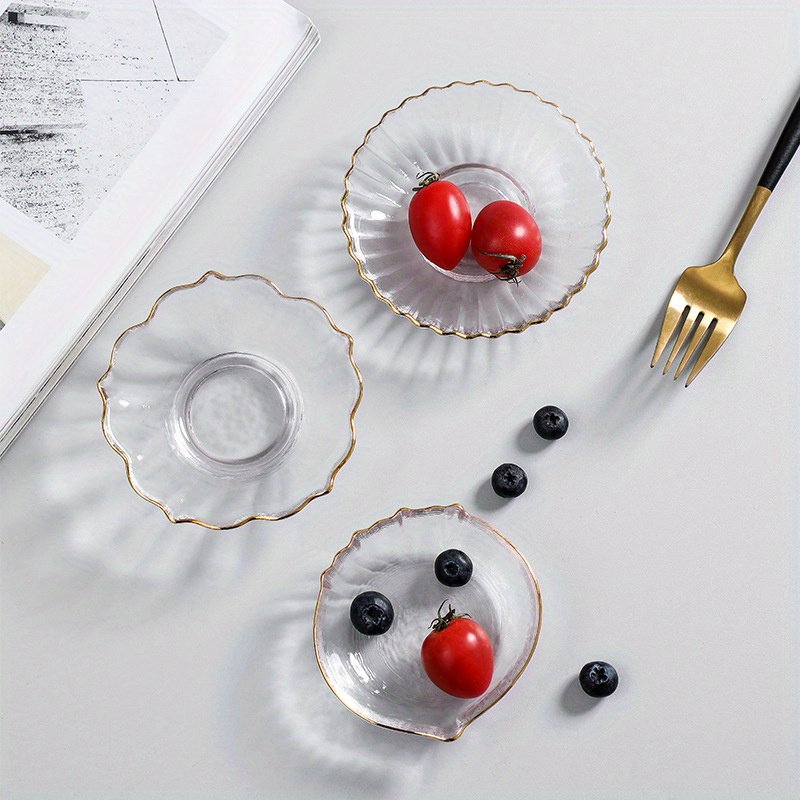 Transparent Golden Edge Glass Dish Creative Dipping Dish - Temu United ...