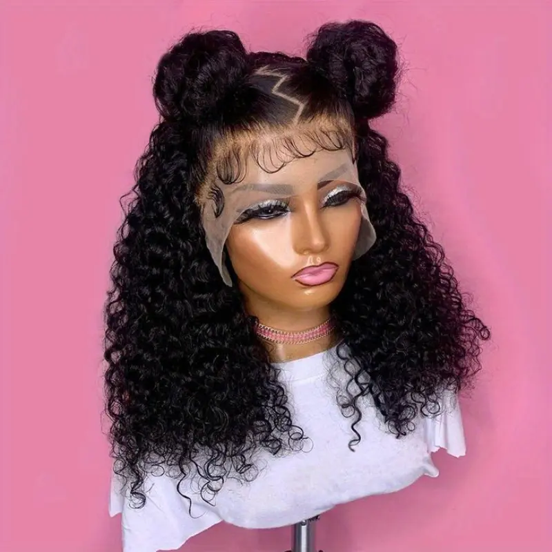 180 Density Brazilian Natural Color Curly Bob Wig Lace Front Temu