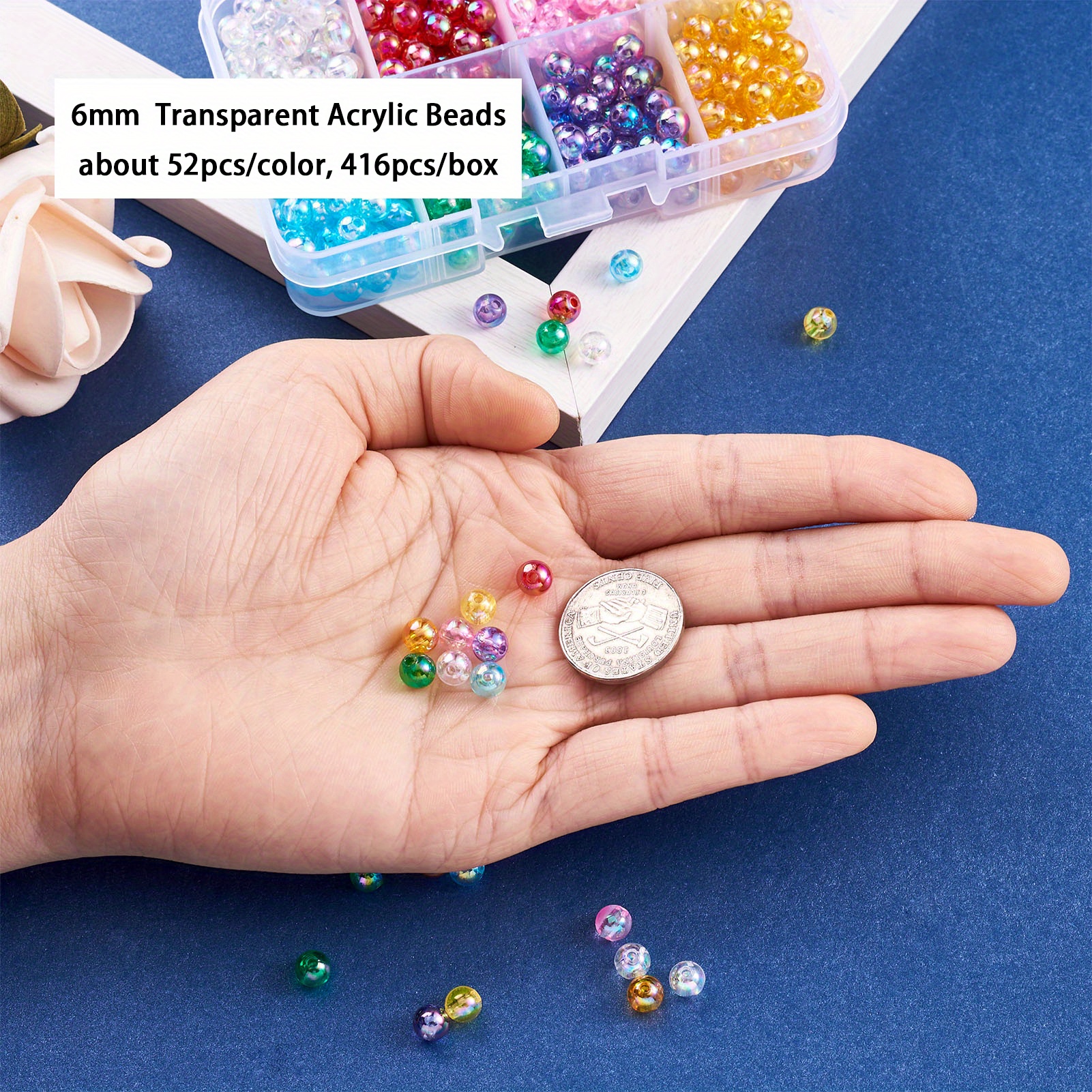 8 Colors Transparent Acrylic Round Beads Ab - Temu Australia
