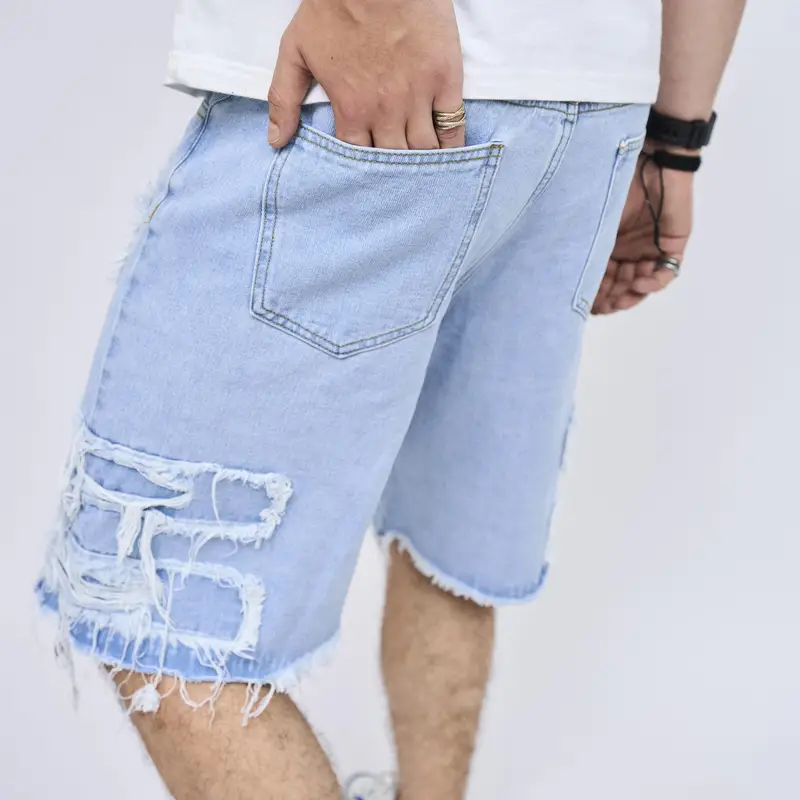 Tassels Decoration Ripped Denim Shorts Mens Casual Street Temu