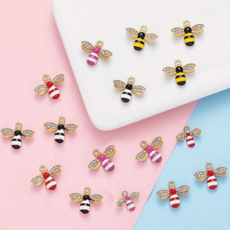 Alloy Enamel Bee Pendants Inlaid 4 Different - Temu Australia