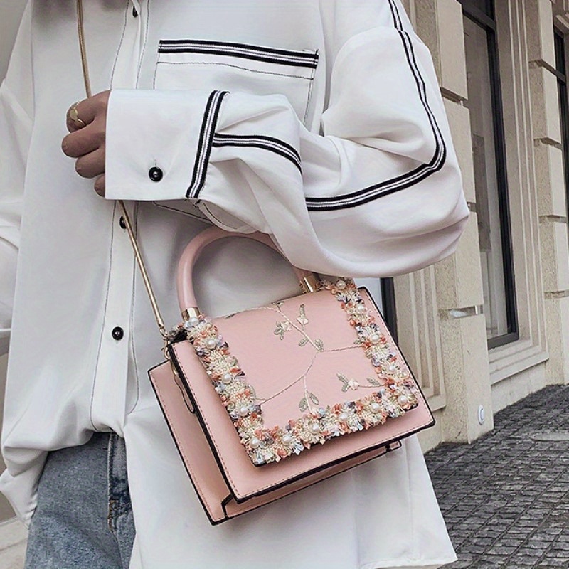 floral square handbag women mini chain crossbody bag sweet - {region_name}