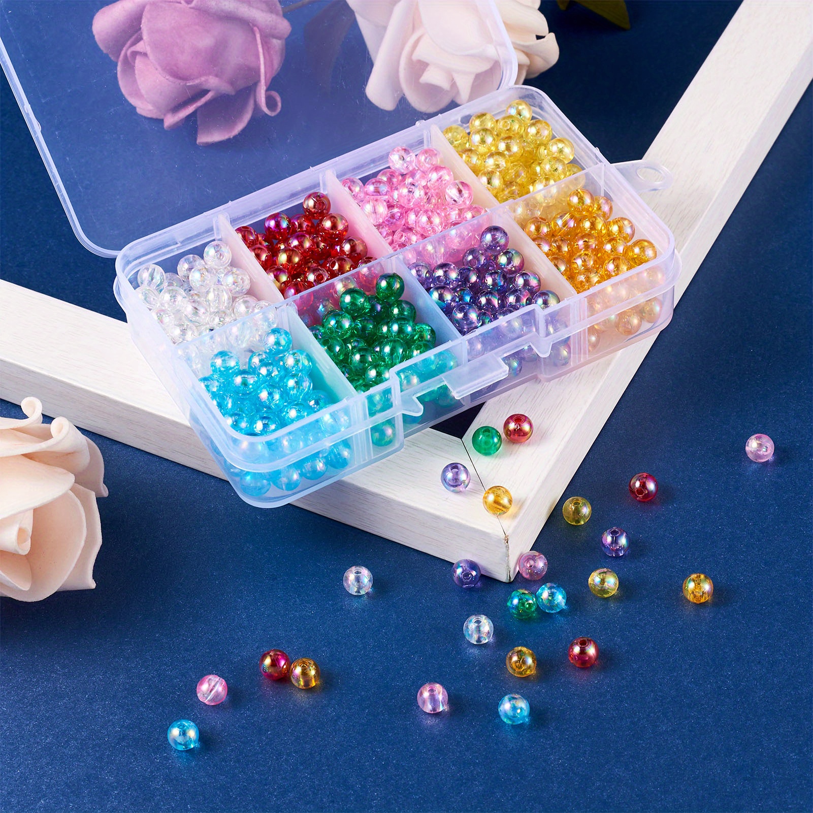 8 Colors Transparent Acrylic Round Beads Ab - Temu Australia
