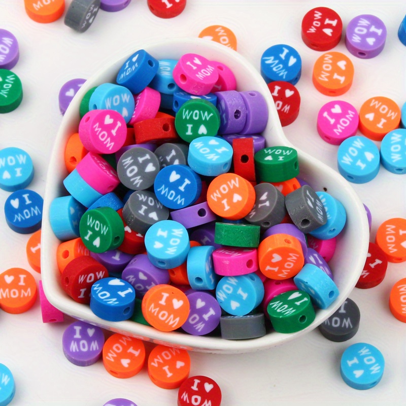 Mom Polymer Clay Beads Round Loose Spacer Beads - Temu United Kingdom