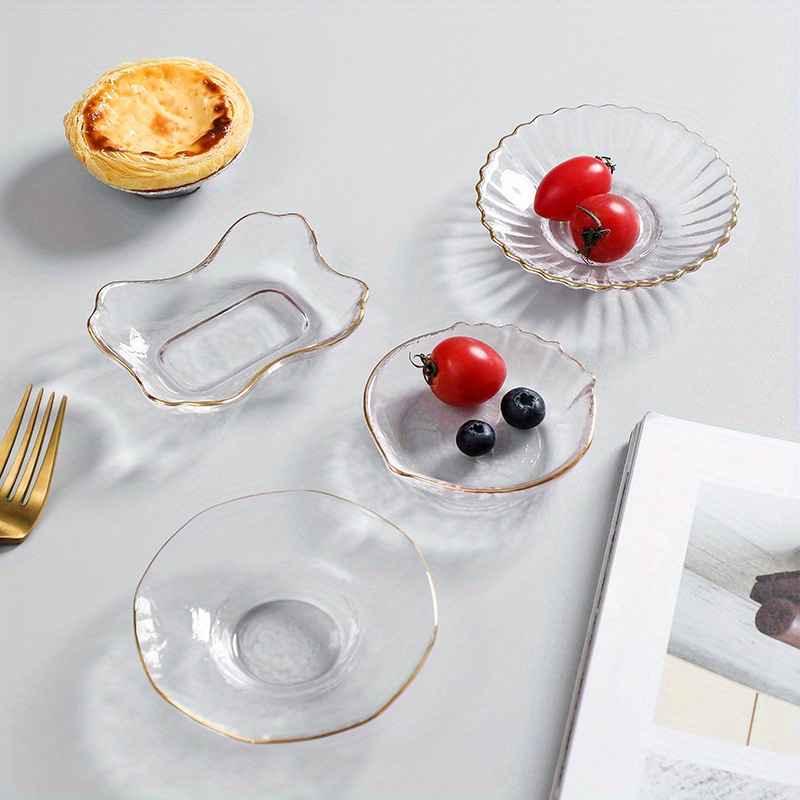 Transparent Golden Edge Glass Dish Creative Dipping Dish - Temu United ...