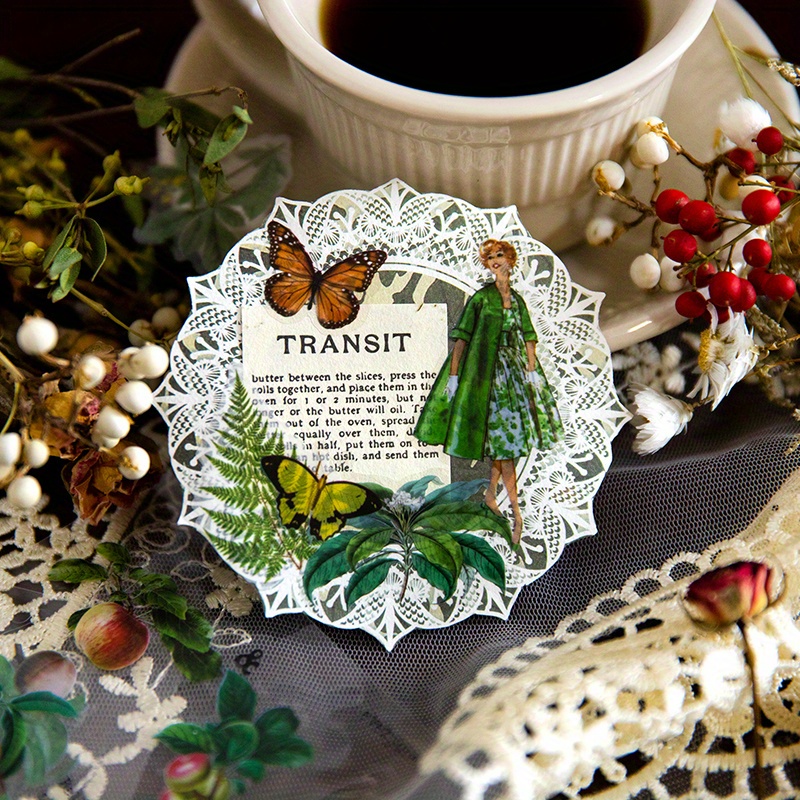 Retro Illustrated Series Decorative Stickers Fashion - Temu