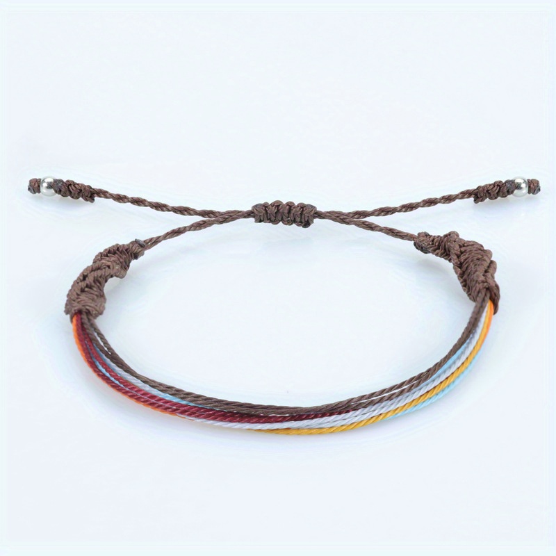 Blue Yellow Wax Thread Braided Bracelet Women Summer Decor - Temu ...