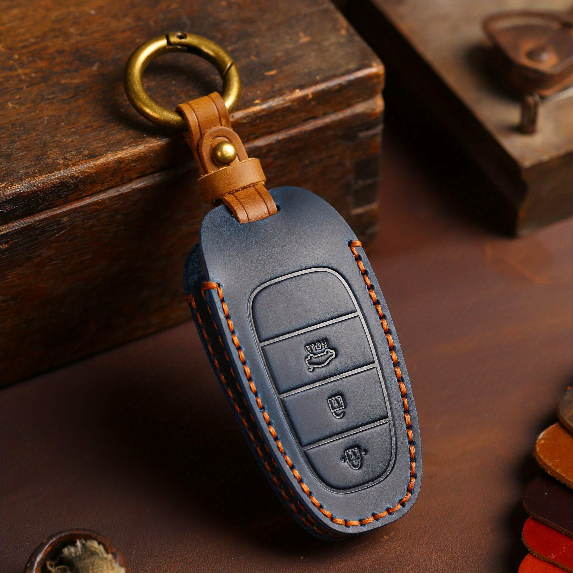 genuine leather car key case car key storage box for hand stitched ...