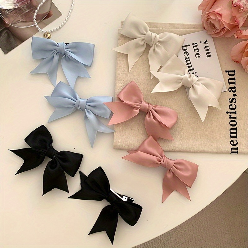 Set 2 Pinzas Cabello Lazo Dulce Sencillo Estilo Y2k Mujeres - Temu Mexico